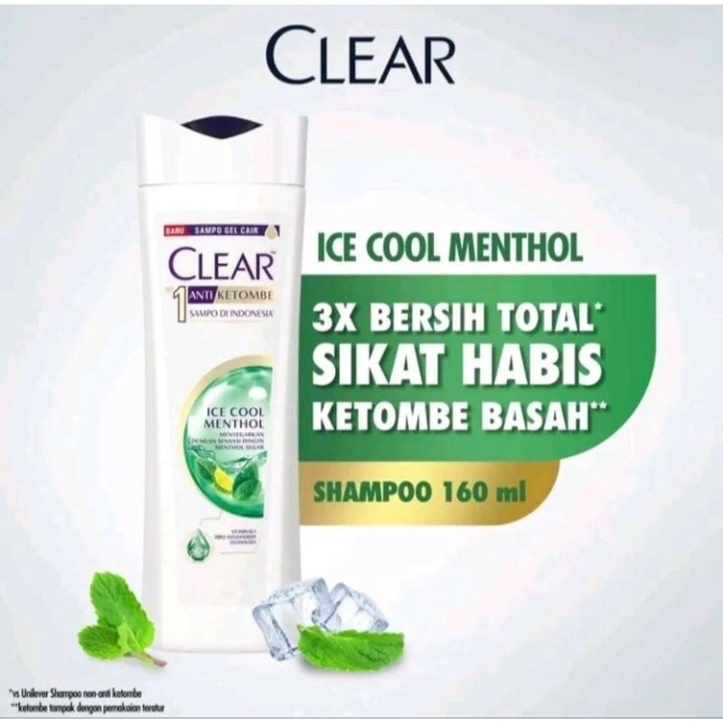 Jual CLEAR Anti Dandruff Ice Cool Menthol Shampoo 160ml | Shopee Indonesia