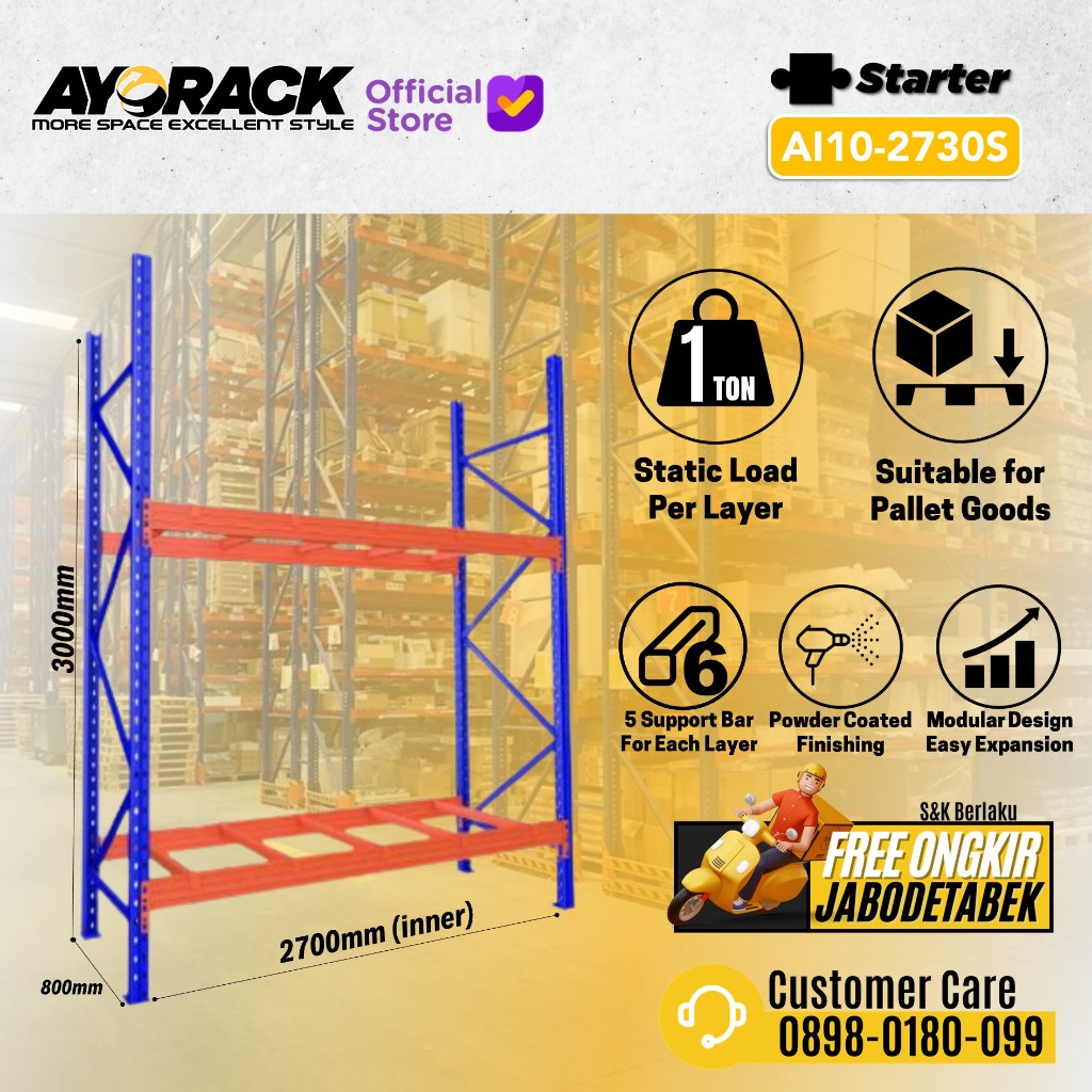 Jual AYORACK PALLET RACKING 1 TON AI10-2730S - RAK PALET HEAVY DUTY ...