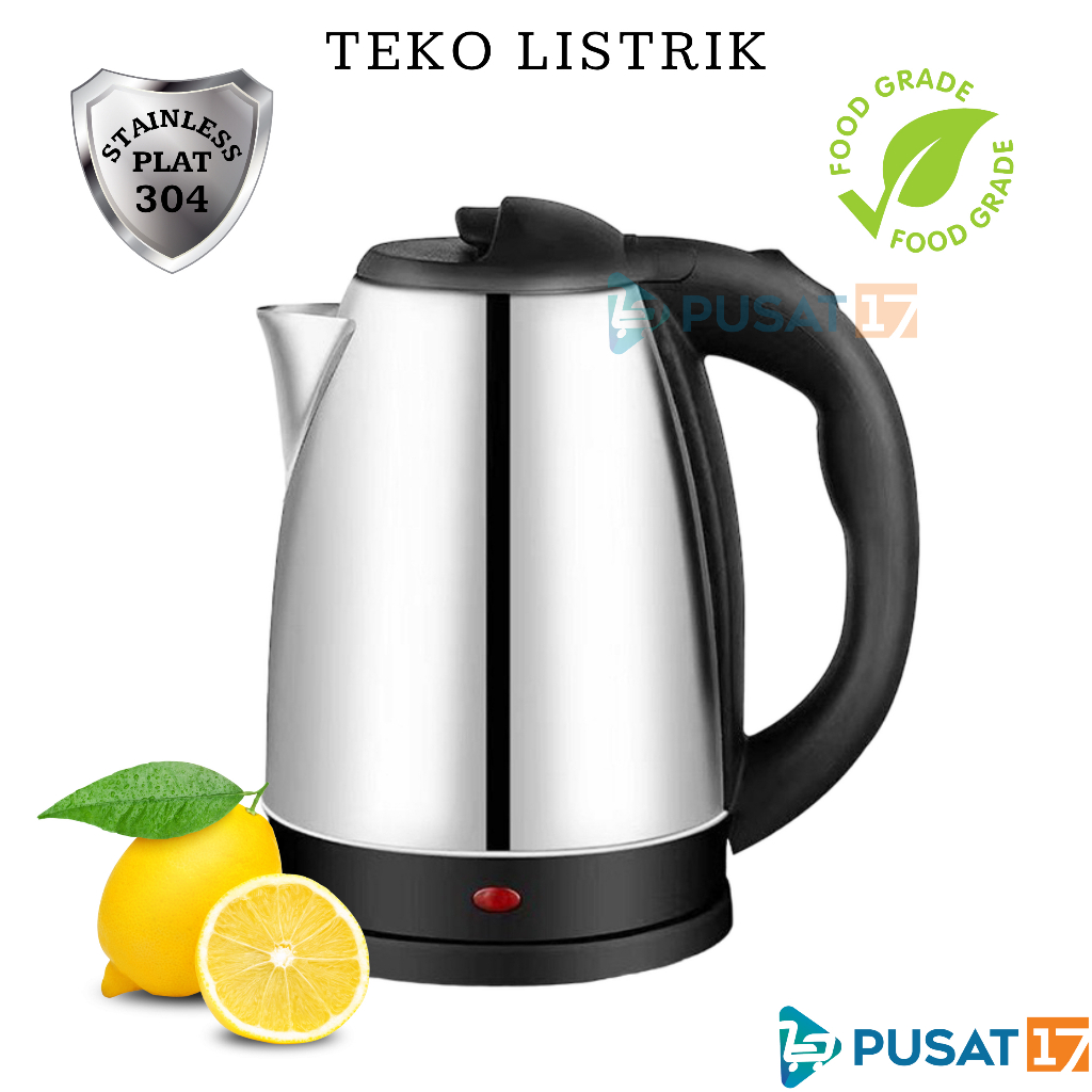 Jual PUSAT17 TEKO LISTRIK 2 LITER STAINLESS STEEL 400WATT / KETTLE ...