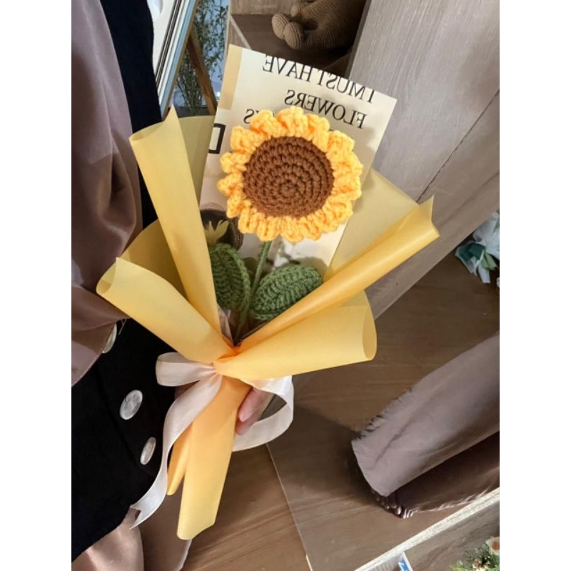 Jual Buket Bunga Rajut | Buket Single | Shopee Indonesia