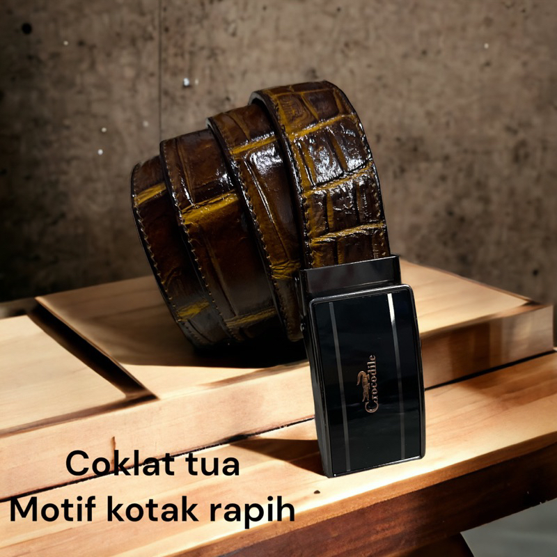 Jual Ikat pinggang pria kulit buaya asli merauke | Shopee Indonesia