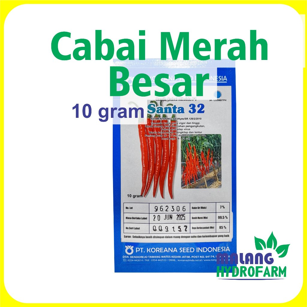 Jual Benih Cabai Merah Besar Santa 32 10 gram Koreana Seed Indonesia ...