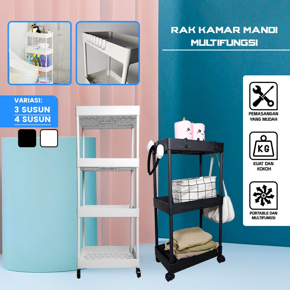 Jual Rak Susun Serbaguna 4 Tingkat Dengan Roda Bahan Plastik Rak Dapur ...