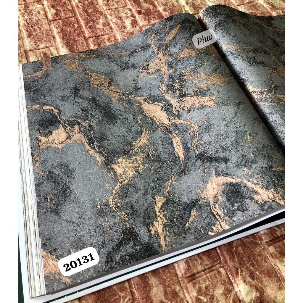 Jual WALLPAPER DINDING MOTIF BATU GRANIT MARMER ABU GOLD HIJAU GRADASI ...