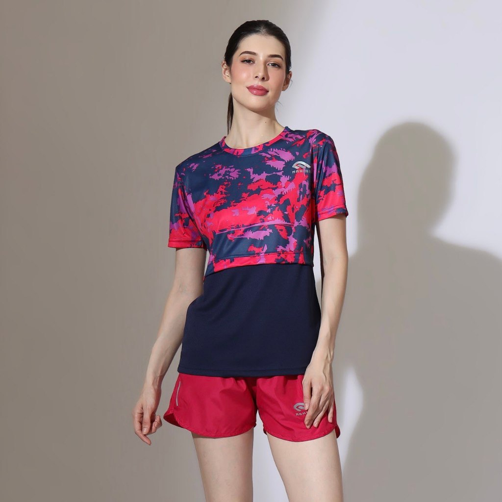 Jual MANIAK Baju Olahraga Wanita Lengan Pendek Kaos Sporty Senam ...