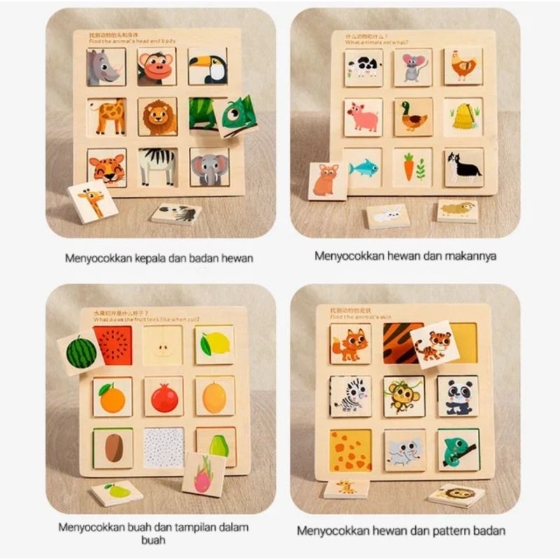 Jual matching puzzle anak/mainan mencocokkan hewan buah | Shopee Indonesia
