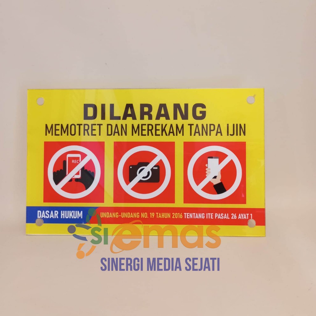 Jual Akrilik Dilarang Merekam dan Memotret | Akrilik Papan Larangan ...