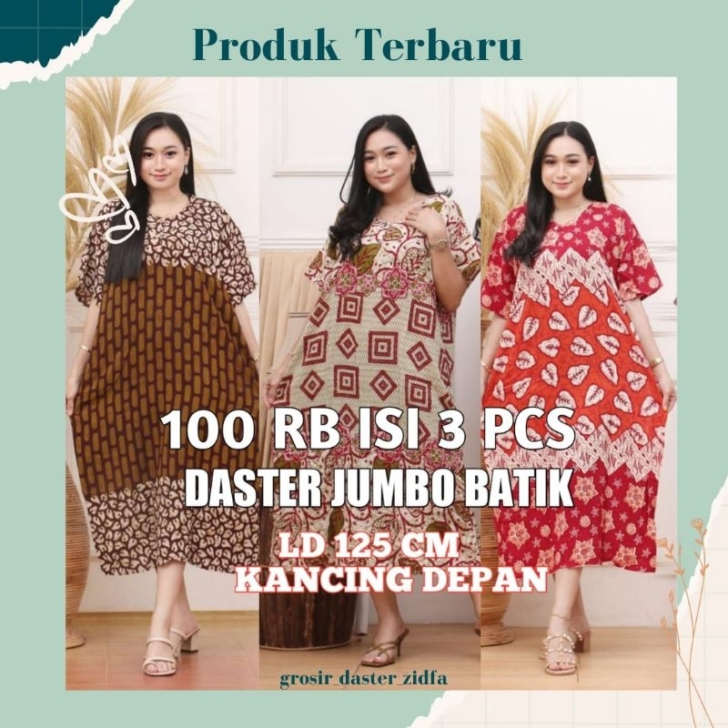 Jual 100 RB ISI 3 PCS DASTER jumbo batik busui kancing depan | Shopee ...