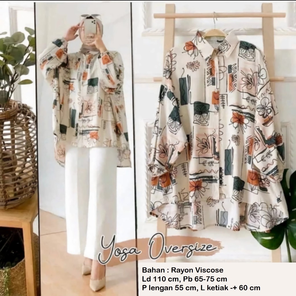 Jual ATASAN KEMEJA WANITA OVERSIZE KEKINIAN RAYON VISCOSE OUTFIT ...