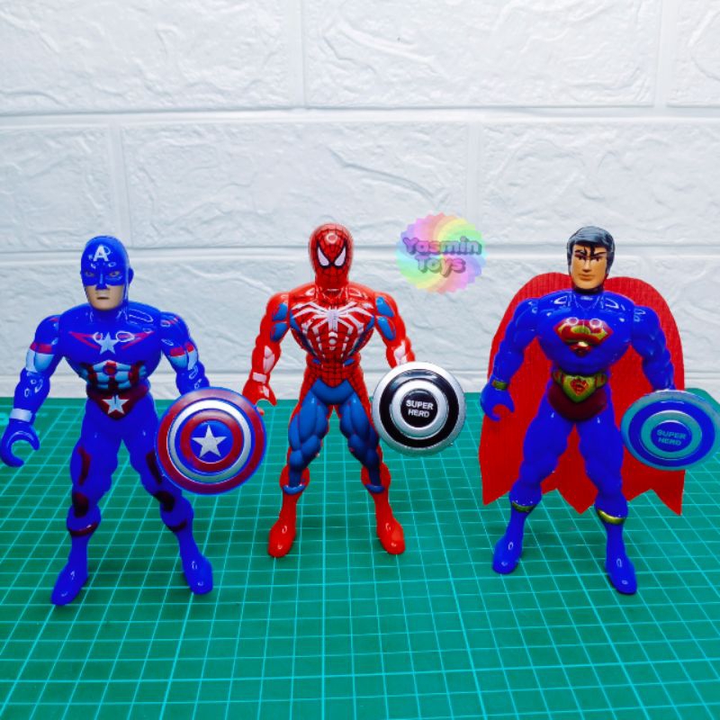 Jual Mainan figur superhero superman captain america spiderman | Shopee ...