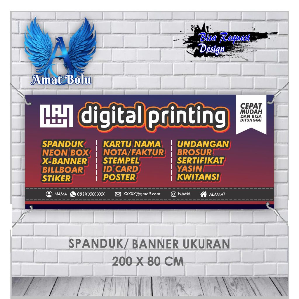 Jual BANNER MMT SPANDUK PERCETAKAN UKURAN 200X80 BISA REQUEST | Shopee Indonesia