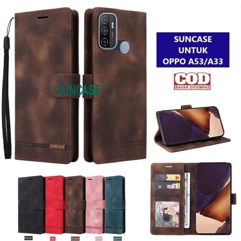 Jual Casing OPPO A53 / A33 model flip buka tutup case kulit ada tempat ...