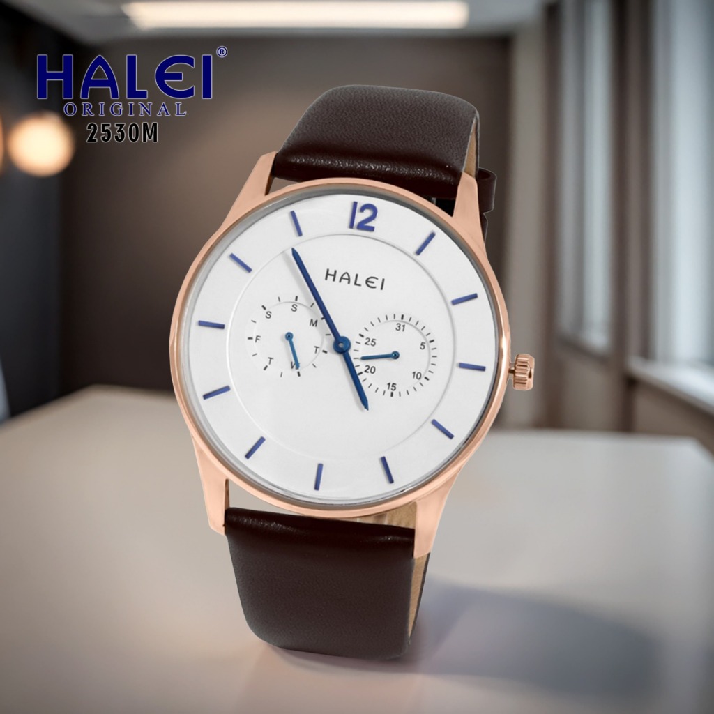 Jual Halei 2530 M Jam Tangan Pria Halei Original Kulit Anti Air Tanggal ...