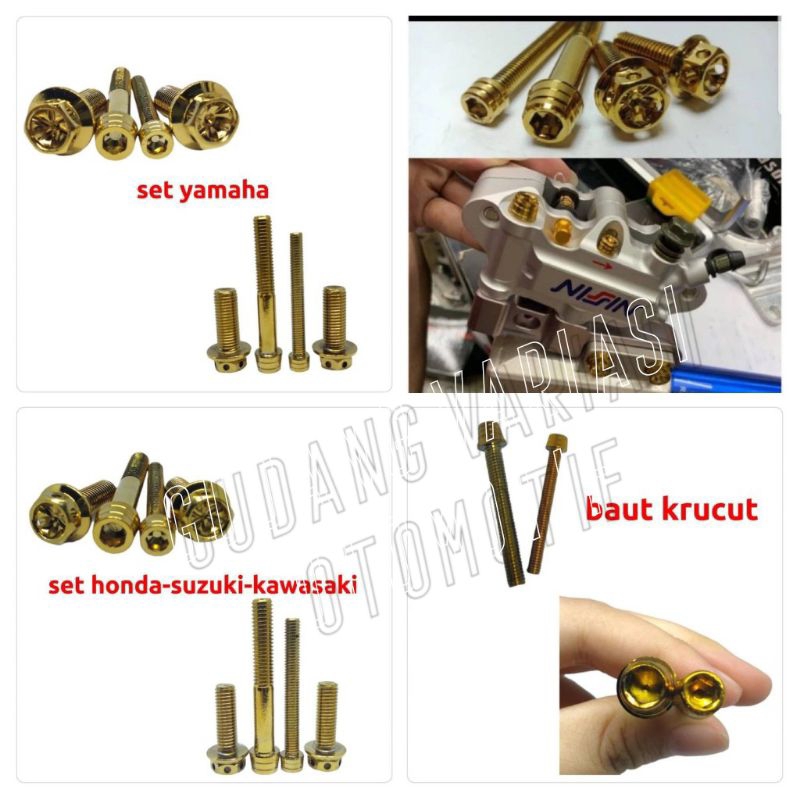 Jual baut probolt kerucut kaliper monoblok flower 1set 4pcs | Shopee Indonesia