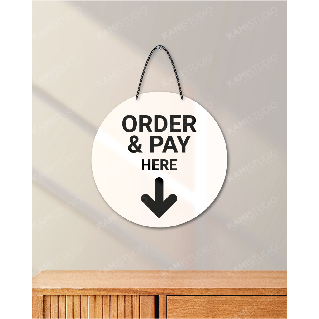 Jual TULISAN ORDER & PAY HERE 20X20 CM GANTUNG/ SIGN GANTUNG ORDER ...
