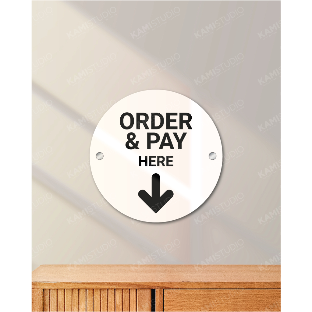 Jual TULISAN ORDER & PAY HERE 20X20 CM BAUT KACA / SIGN BAUT KACA ORDER ...