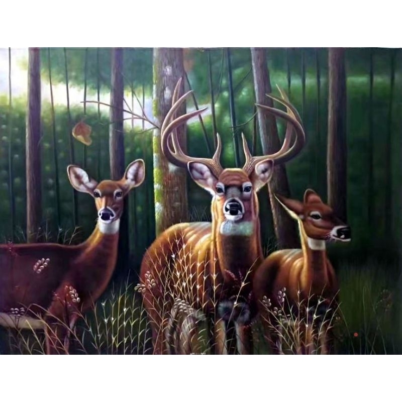 Jual hiasan dinding lukisan cetak rusa plus figura ukuran 65*45 ...