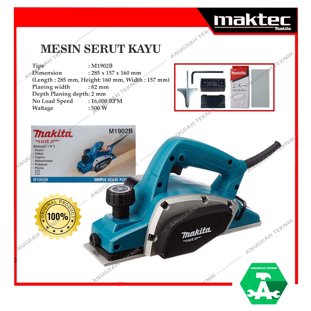 Jual Maktec MT192 / Makita M1902B Mesin Planer Serut Kayu Pasah Ketam ...