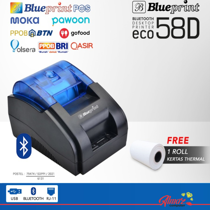 Jual ECO58D BLUEPRINT ( USB + BT + RJ11 ) Printer Bluetooth Thermal Kasir | Shopee Indonesia