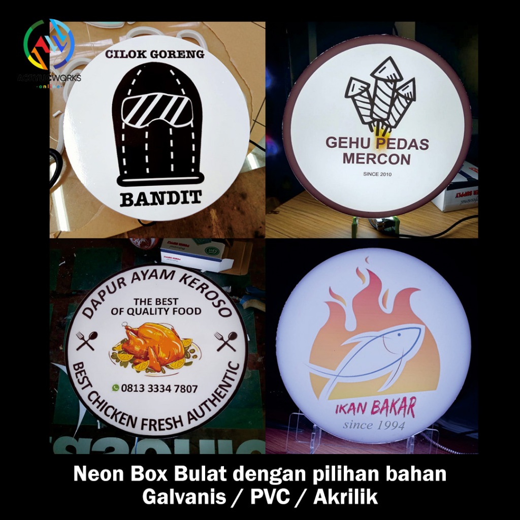 Jual Neon Box Bulat dim 60cm 2 Sisi dan Bracket Tingal Pasang Mudah ...