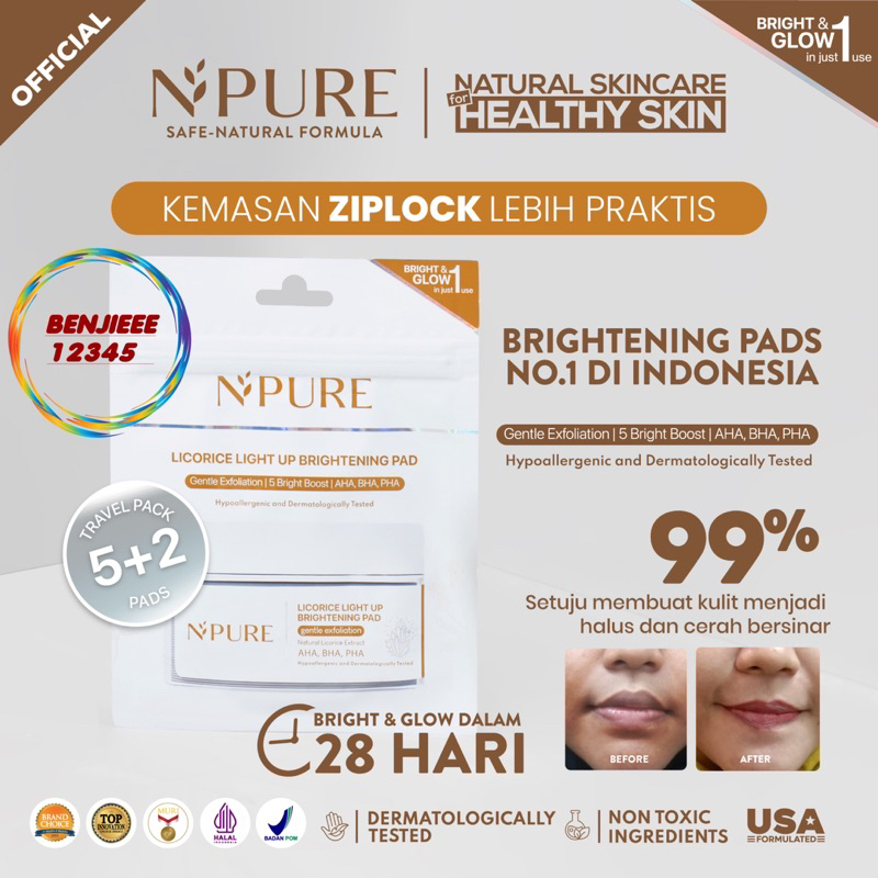Jual NPURE Licorice Pad SACHET isi 5+2 pads brightening N’pure npure ...