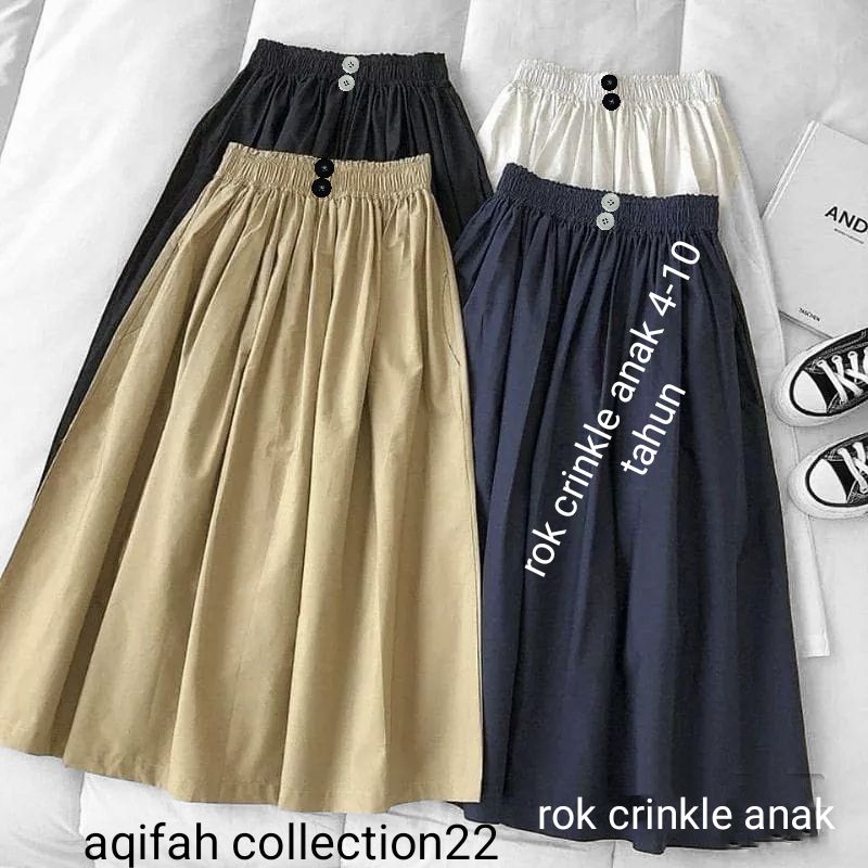 Jual rok anak perempuan crinkle 4-15 tahun rok mayung anak rok crinkle ...
