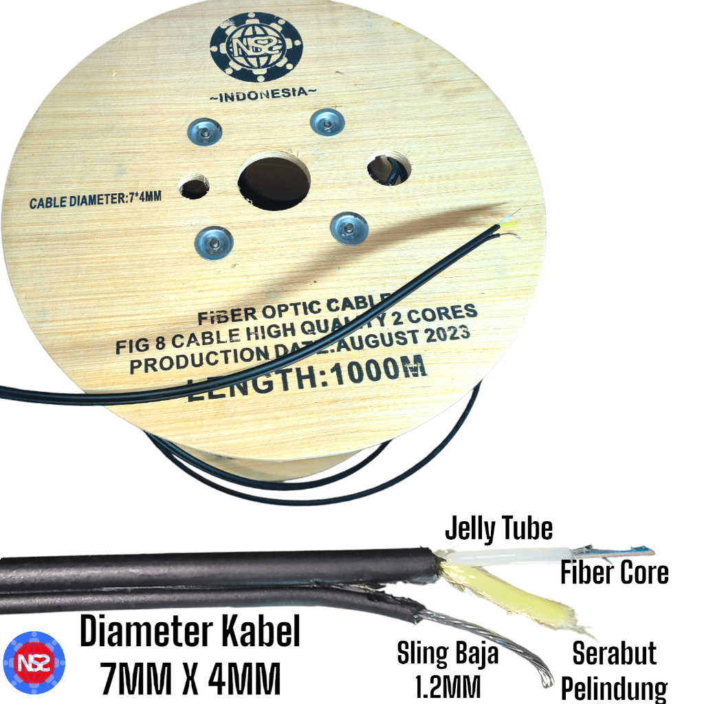 Jual kabel fo 2 core fig8 NS2 high quality 1km / dropcore fig 8 2 core | Shopee Indonesia