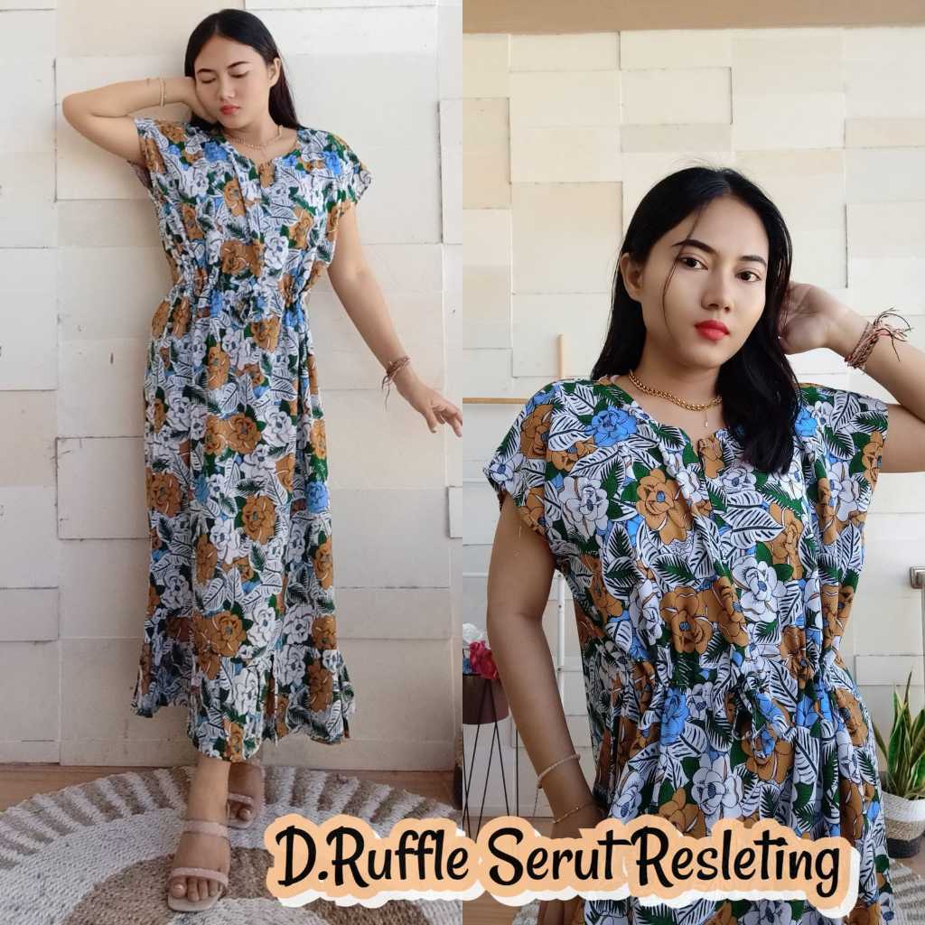 Jual DASTER RUFFLE PANJANG MOTIF RESLETING -B | Shopee Indonesia