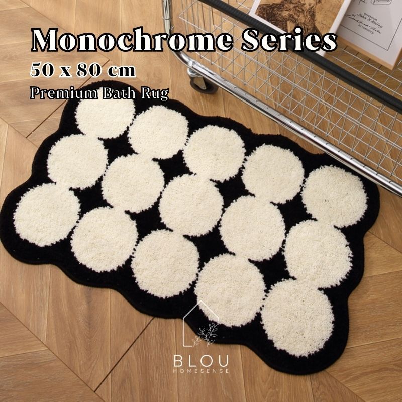 Jual Blou Karpet Keset Premium Monochrome Hitam Putih Aesthetic Tebal Anti Slip Ukuran besar ...