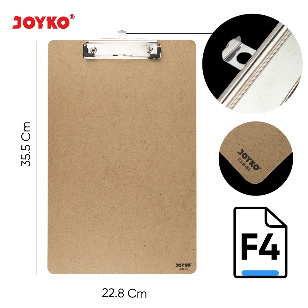 Jual JOYKO CLIPBOARD A4 F4 FOLIO / PAPAN JALAN ALAS UJIAN KAYU JOYKO ...