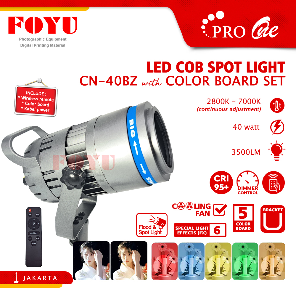 Jual LED COB Lampu Fokus Sorot Foto Video Spot Light 40W Pro One CN-40BZ | Shopee Indonesia