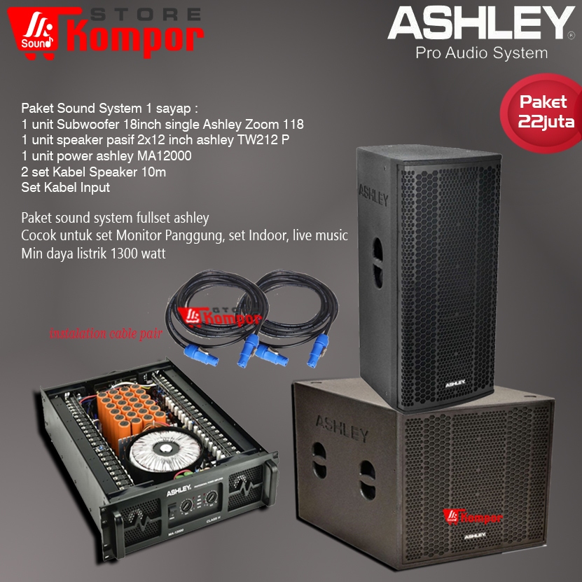 Jual Paket Sound System 1 sayap Fullset Ashley Set Monitor Panggung ...