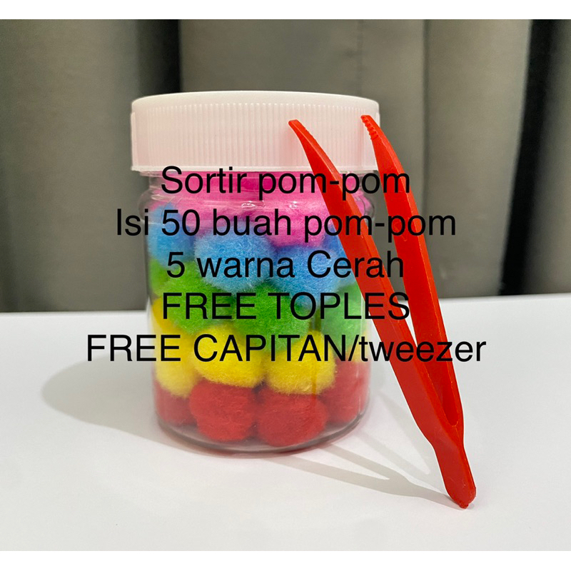 Jual Mainan montessori pom pom isi 50 FREE TOPLES FREE CAPITAN/tweezer ...