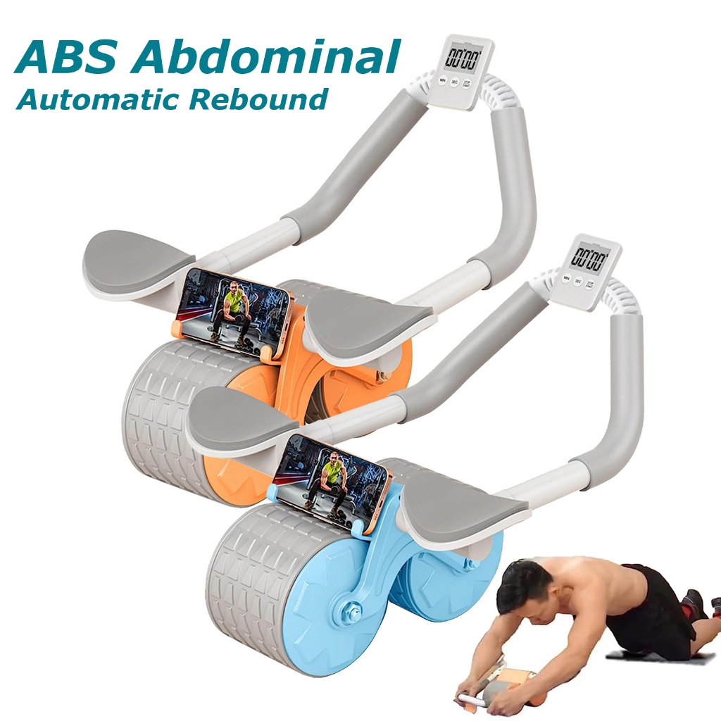 Jual Alat Fitness Ab Roller ABS Abdominal Wheel Automatic Rebound ...