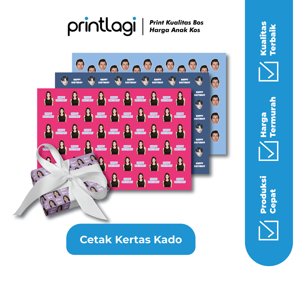 Jual Kertas Kado Custom Wajah Aesthetic / Kertas Kado Wrapping Paper ...