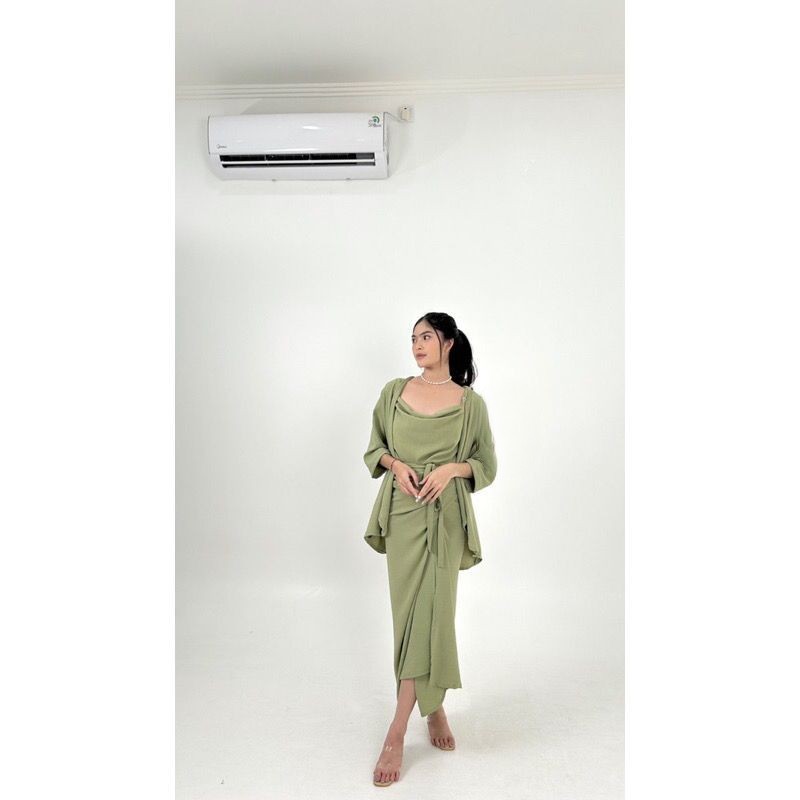 Jual Fazza - Oneset ara rok lilit 3 in 1 crinkle premium | cardigan + tanktop + rok lilit ...