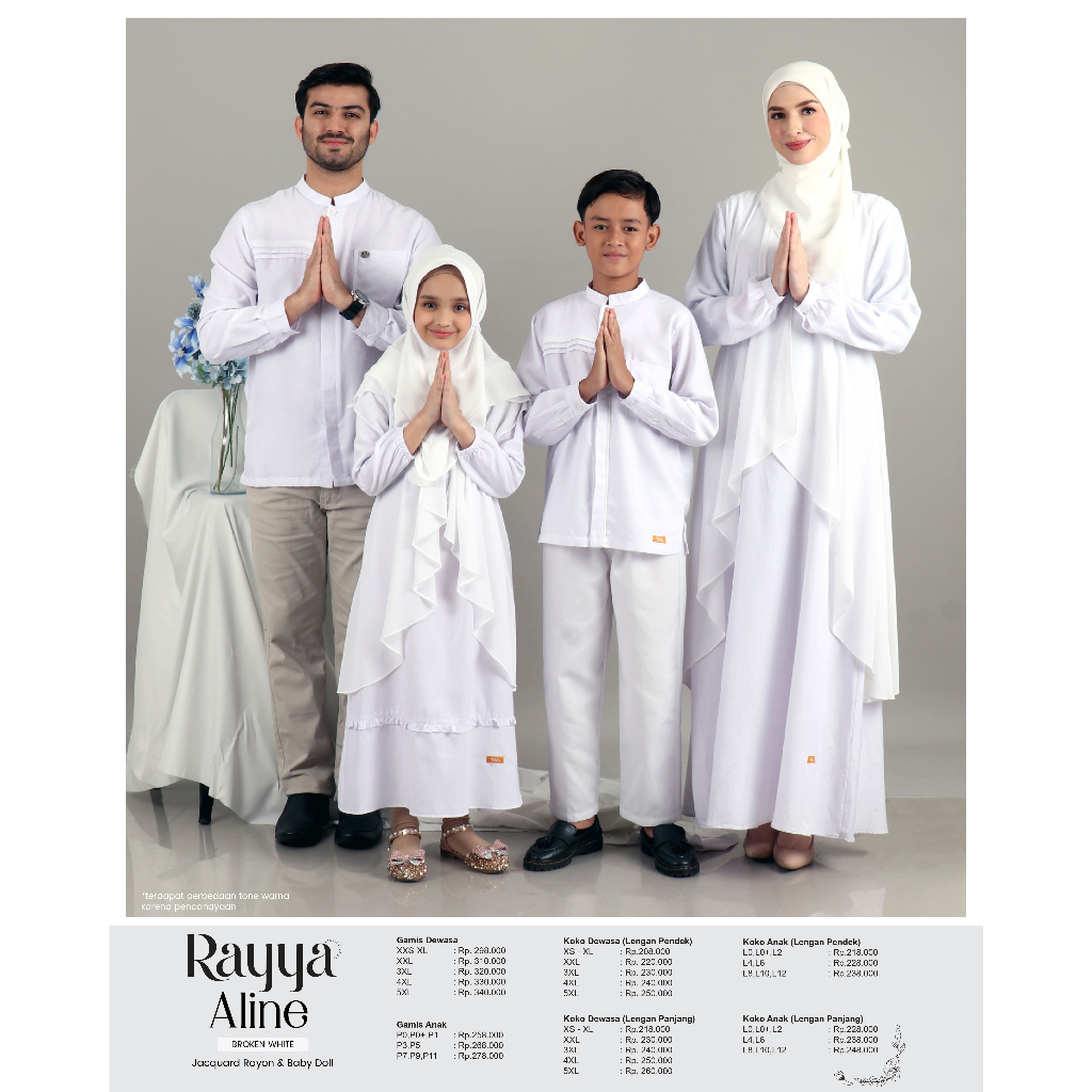 Jual Nibras Sarimbit Aline Broken White Gamis Wanita Koko Dewasa Anak ...