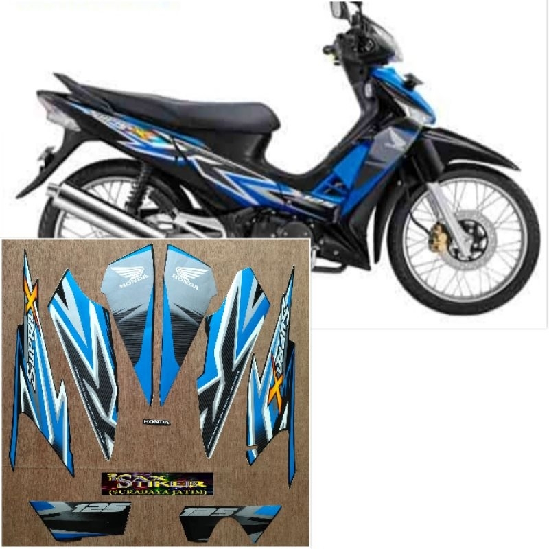 Jual Striping Original Honda Supra X 125 SW hitam biru tahun 2012 ...