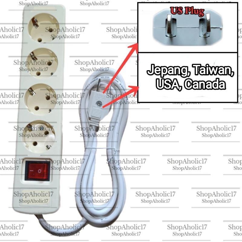 Jual Colokan Listrik Taiwan Jepang US Plug Adapter Over Steker | Shopee ...