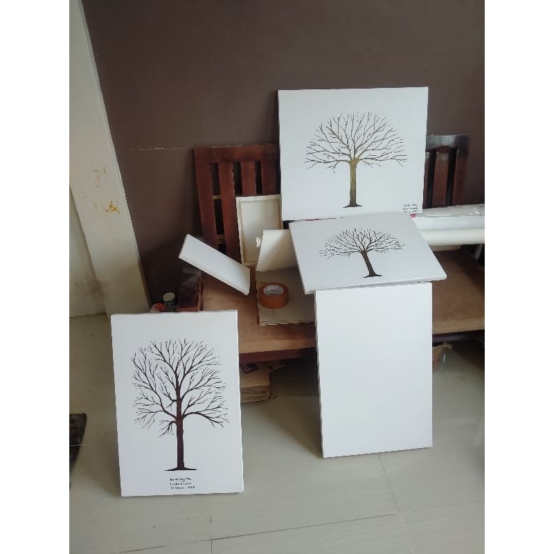 Jual 40x50 Lukisan tangan pohon pernikahan our wedding tree lukisan ...
