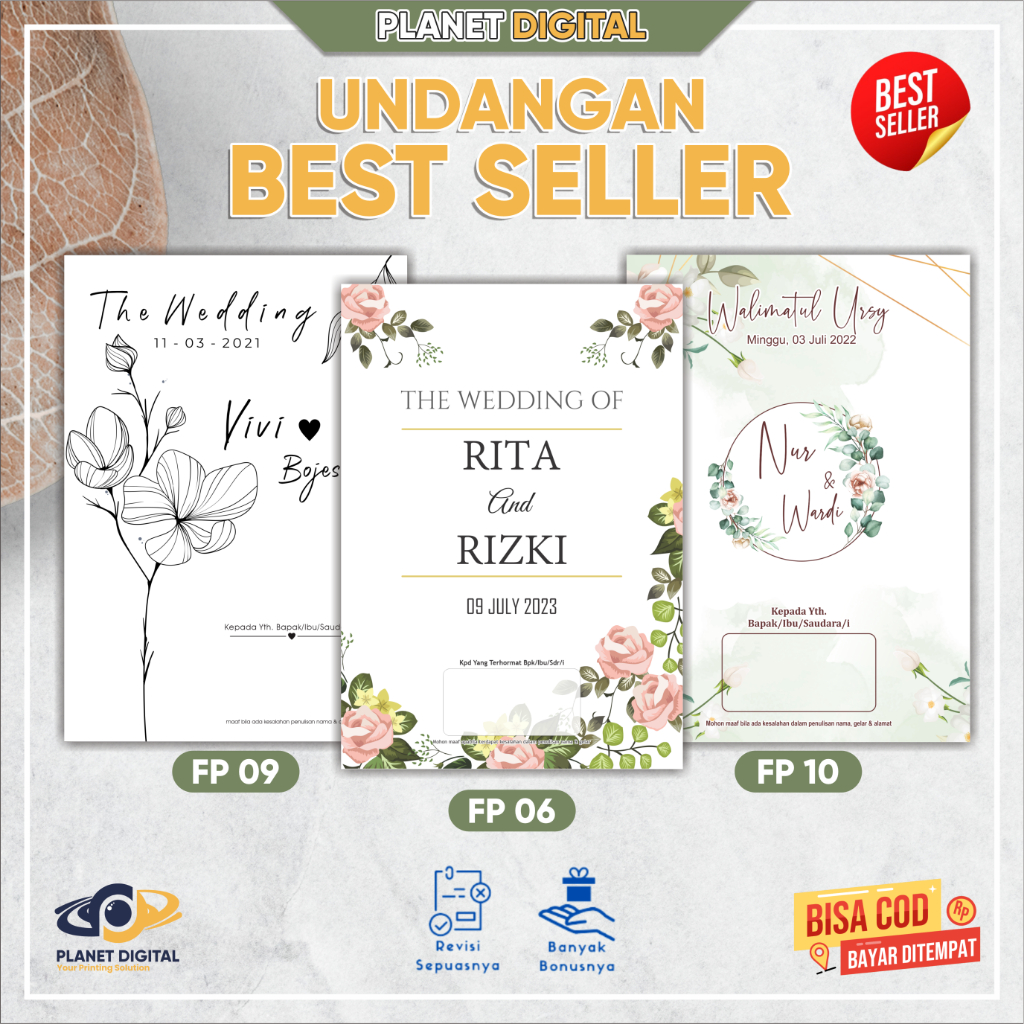 Jual Undangan Pernikahan Lipat 2 Model Aesthetic Elegant Rustic Mewah ...