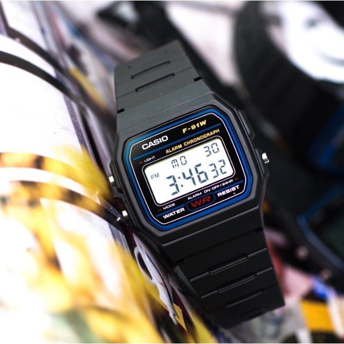 Jual Casio F-91W-1DG / F91W-1DG Jam Tangan Pria - Digital - Karet - Hitam Biru | Shopee Indonesia