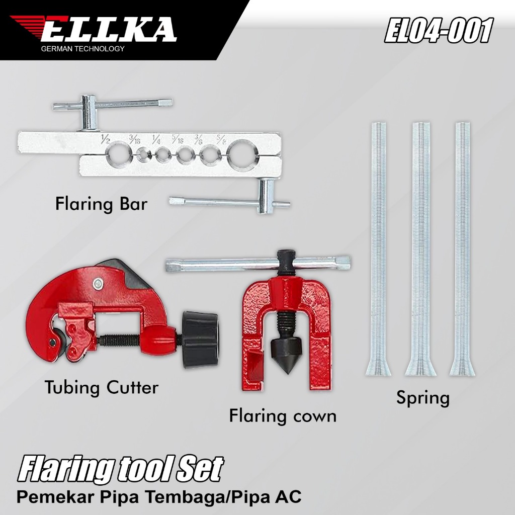 Jual Flaring Tool Set 6pcs ELLKA pasang pipa ac alat pemekar pipa ...