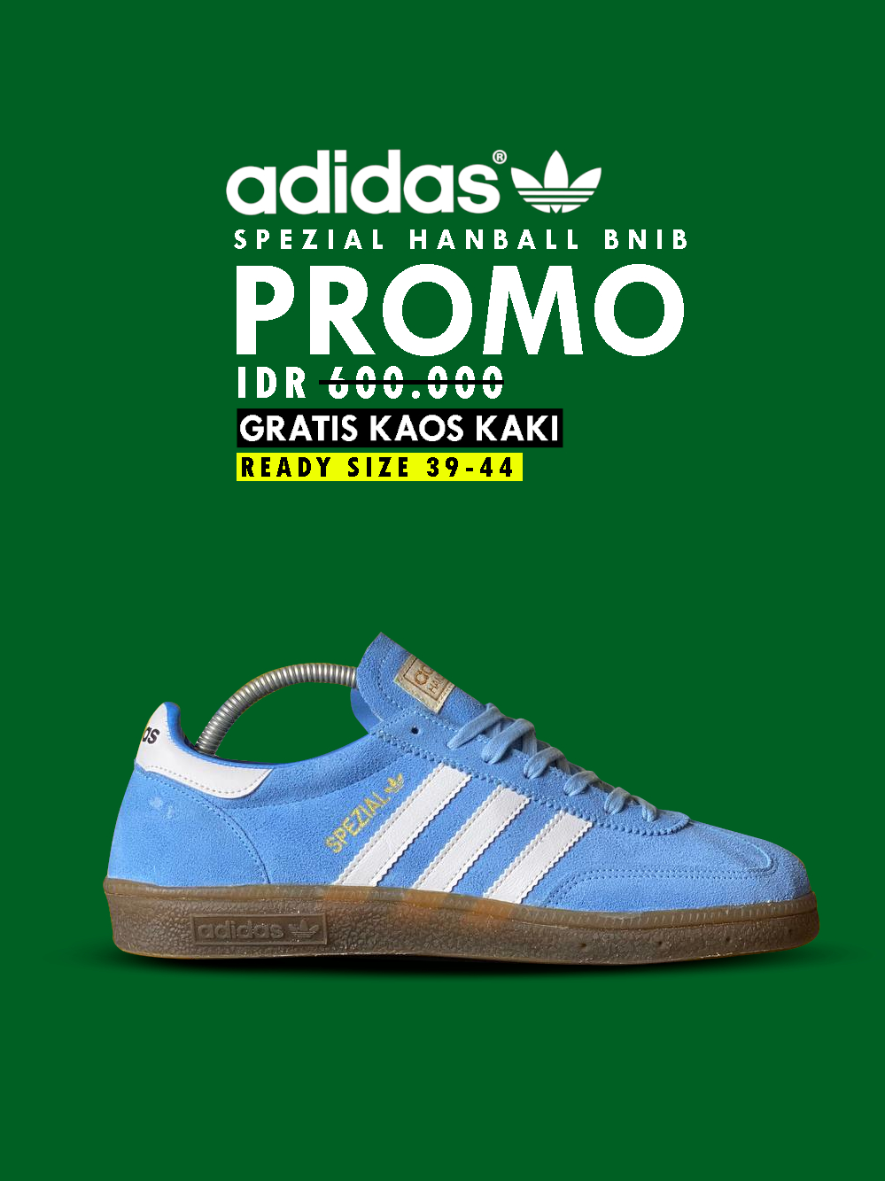 Jual SEPATU AD I DAS PREMIUM SPEZIAL ICE BLUE BIRU DENGAN LIST PUTIH ...