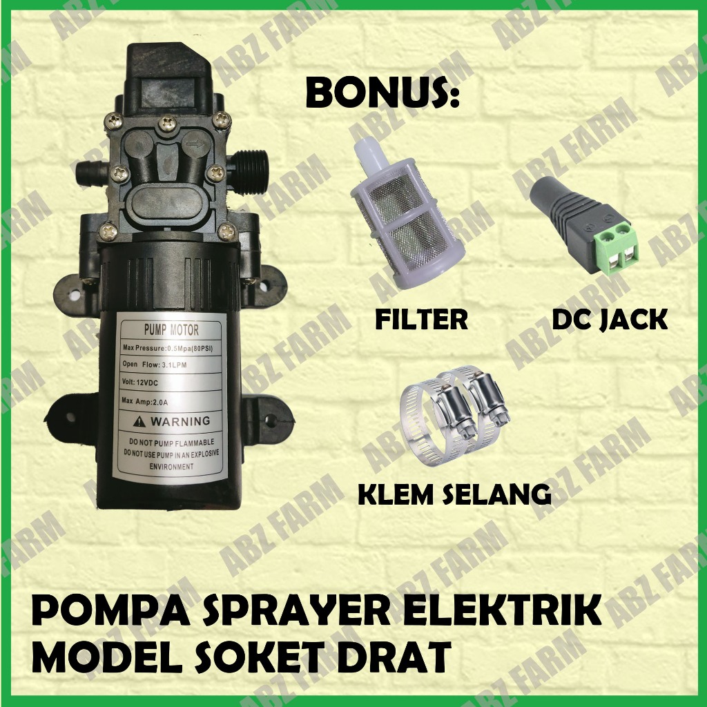 Jual Pompa Tangki Sprayer Elektrik Dinamo Pump DC Soket Drat | Shopee ...