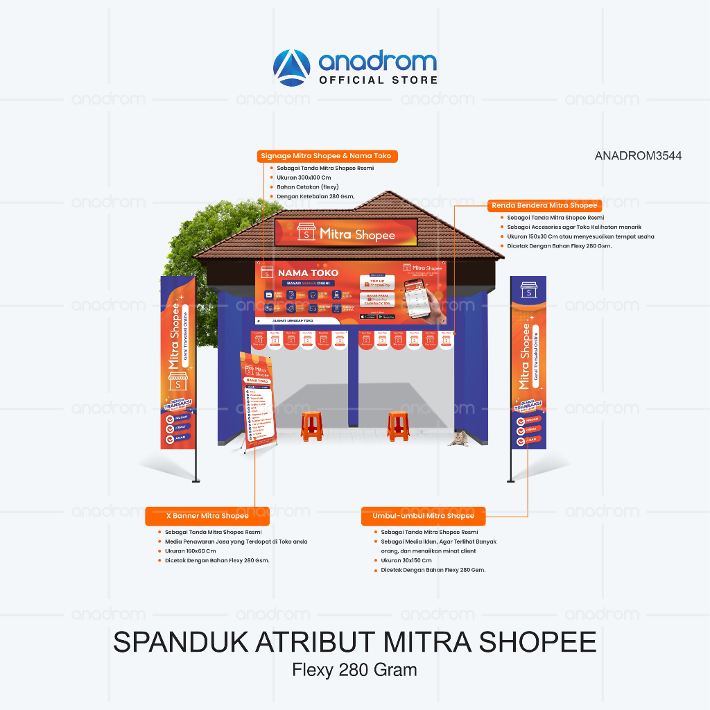 Jual Spanduk Atribut Mitra Shopee | Banner Mitra Shopee Terlengkap | Anadrom3544 | Shopee Indonesia
