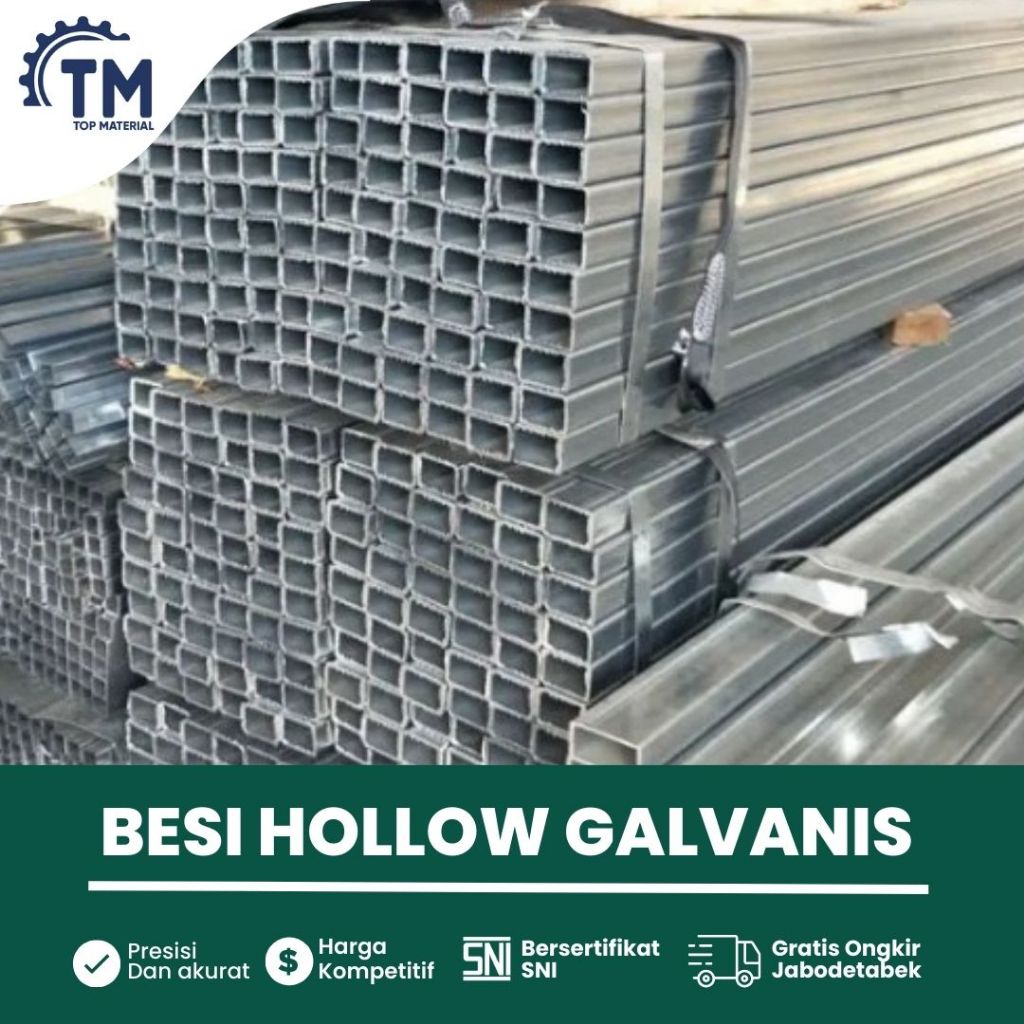 Jual Harga Besi Holo Hollow Galvanis 4x4 Cm Tebal 1 mm x 6 Meter Per Batang / Ukuran 40 x 40 x ...