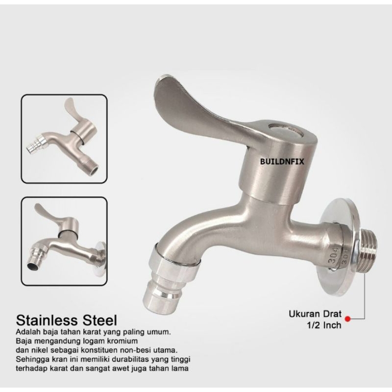 Jual KRAN AIR STAINLESS STEEL 1/2" INCH / KRAN AIR ANTI KARAT | Shopee ...