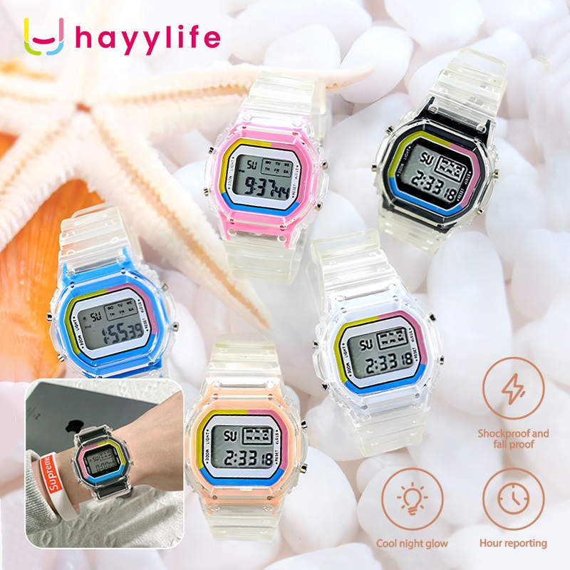 Jual HAYYLIFE Jam Tangan Digital Unisex Strap Transparant Style Modis Waterproof Bahan PU+ABS HL ...