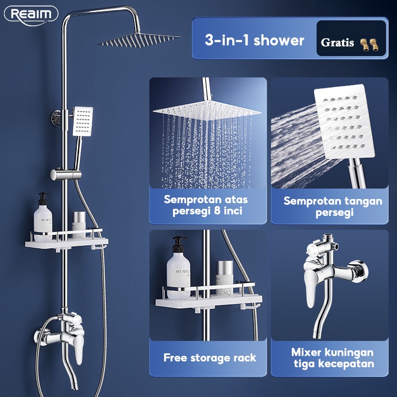 Jual Reaim Shower set 4 Fungsi Panas-Dingin Dengan Faucet / Hitam ...